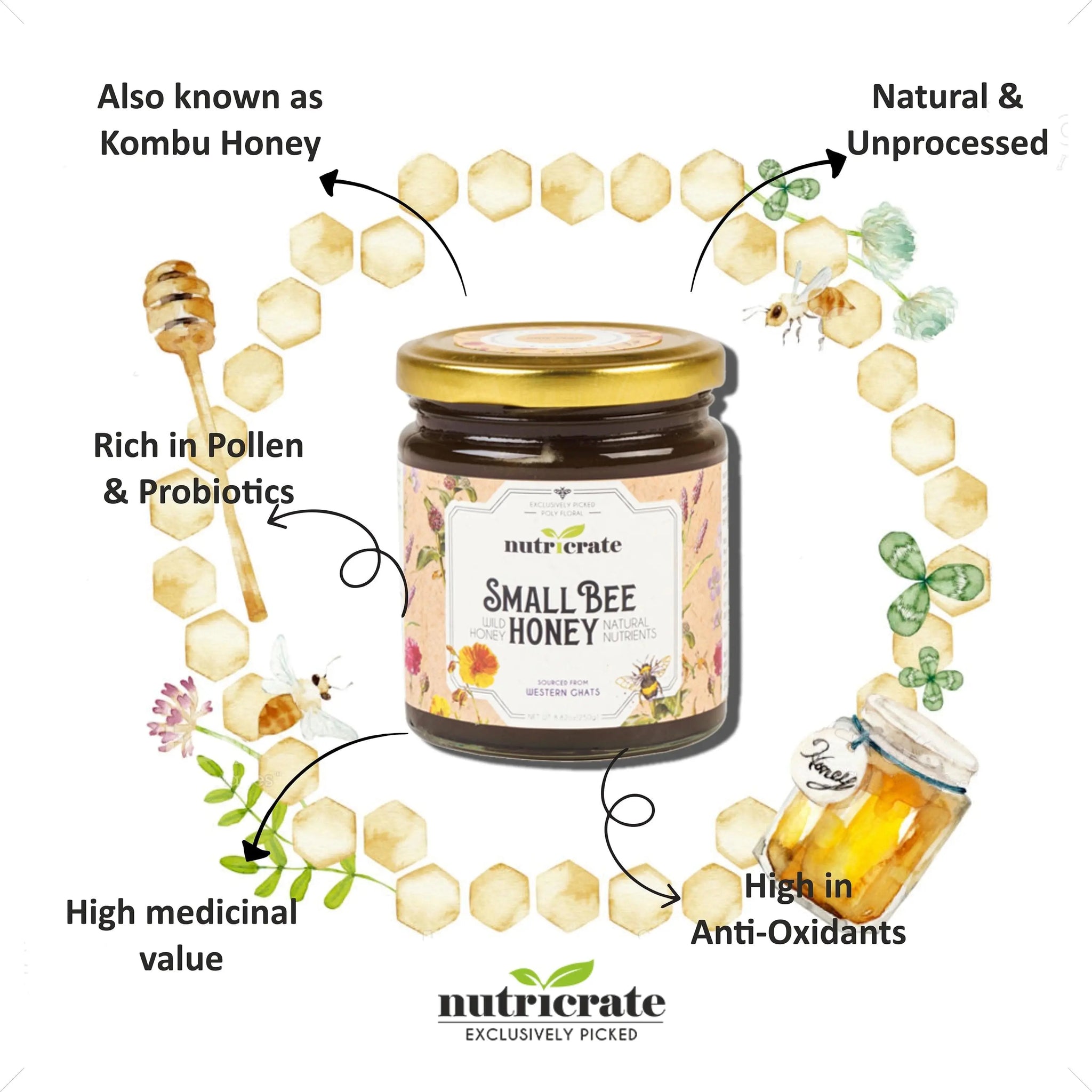 Nutri Crate Small Bee Honey- Pure Organic Raw Honey - Nutricratestore F ...